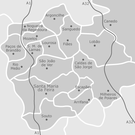 Mapa de Santa Maria da Feira, Aveiro: casas para arrendar — idealista