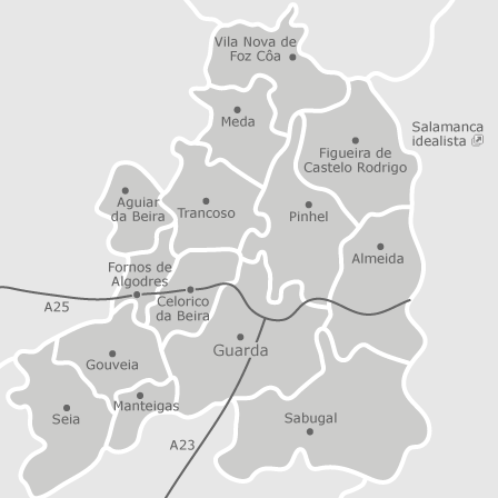 Mapa de Guarda distrito: concelhos com anúncios de trespasses de ...