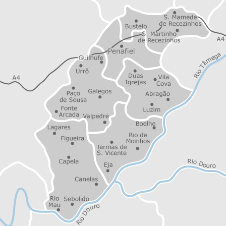 Mapa de Penafiel, Porto: casas para arrendar — idealista