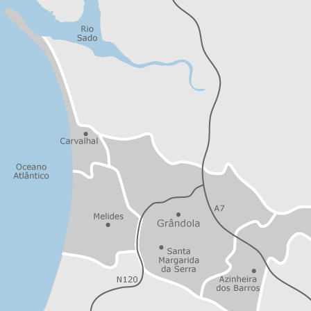 Mapa de Grândola, Setúbal: terrenos à venda — idealista