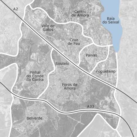 Mapa de Amora, Setúbal: espaços comerciais ou armazéns para arrendar ...