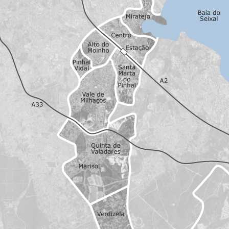 Mapa de Corroios, Setúbal: casas para arrendar — idealista
